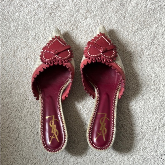 Yves Saint Laurent | Shoes | Yves Saint Laurent Red Mules With ...